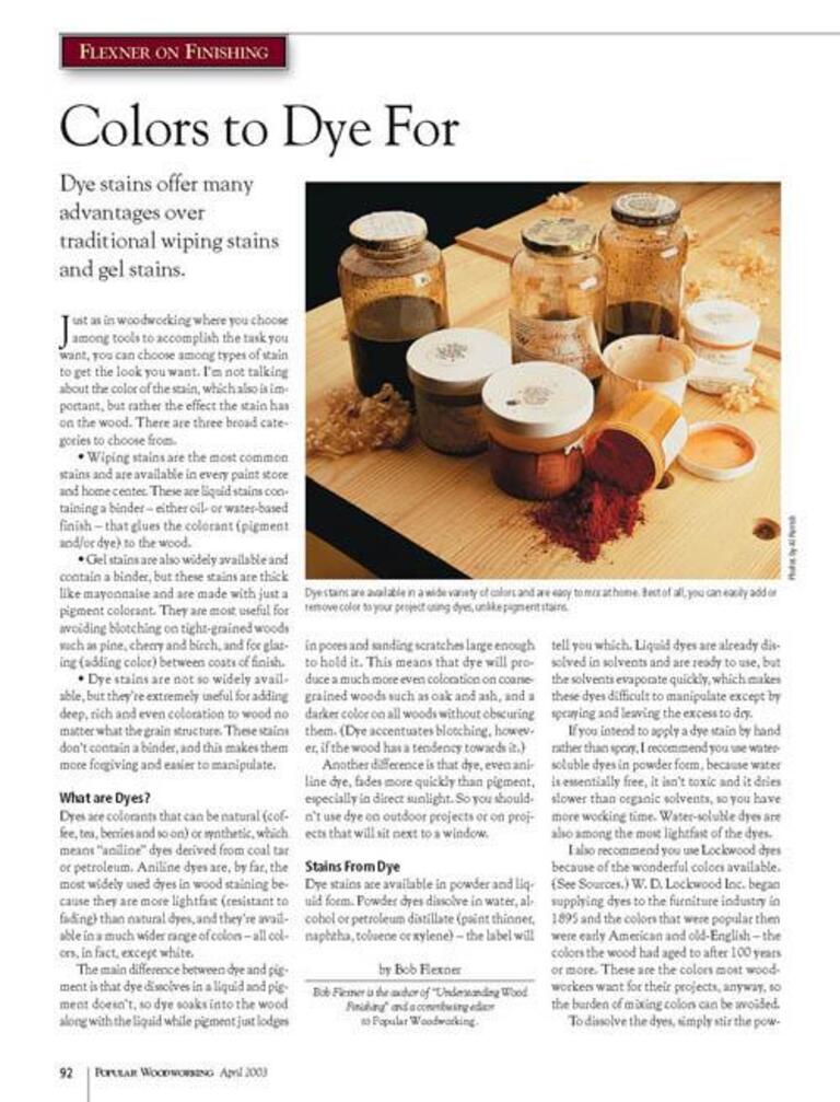 Flexner on Finishing: Colors to Dye For Digital Download – Popular ...